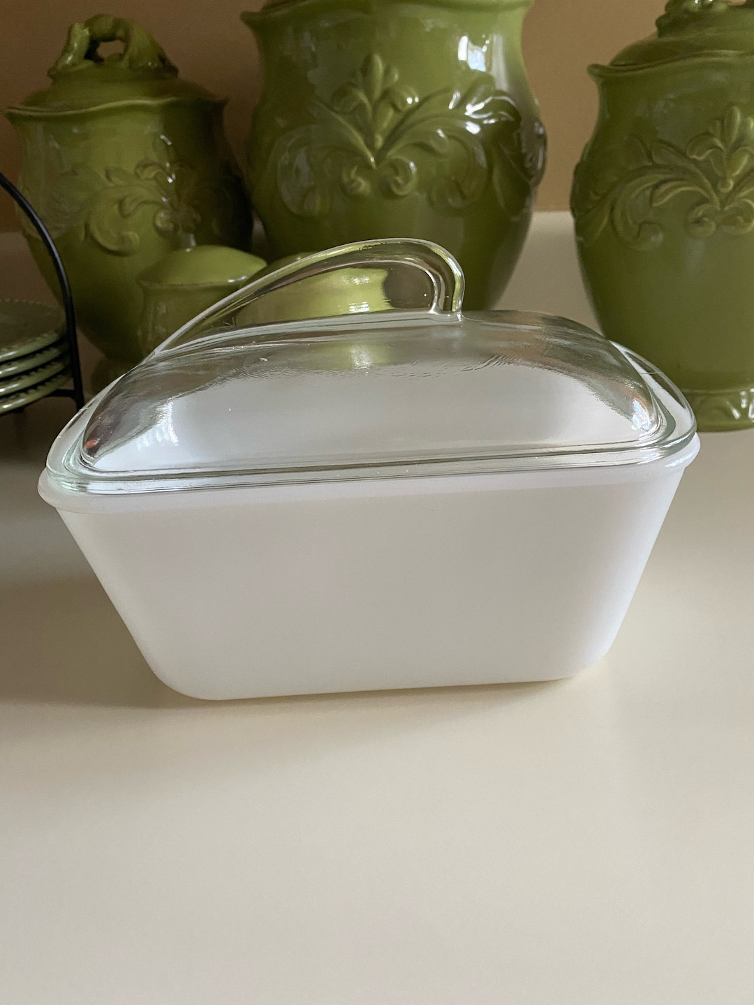 Glass Bake White Bread Vintage Casserole Dish With Fin Lid - J805-3 - Etsy
