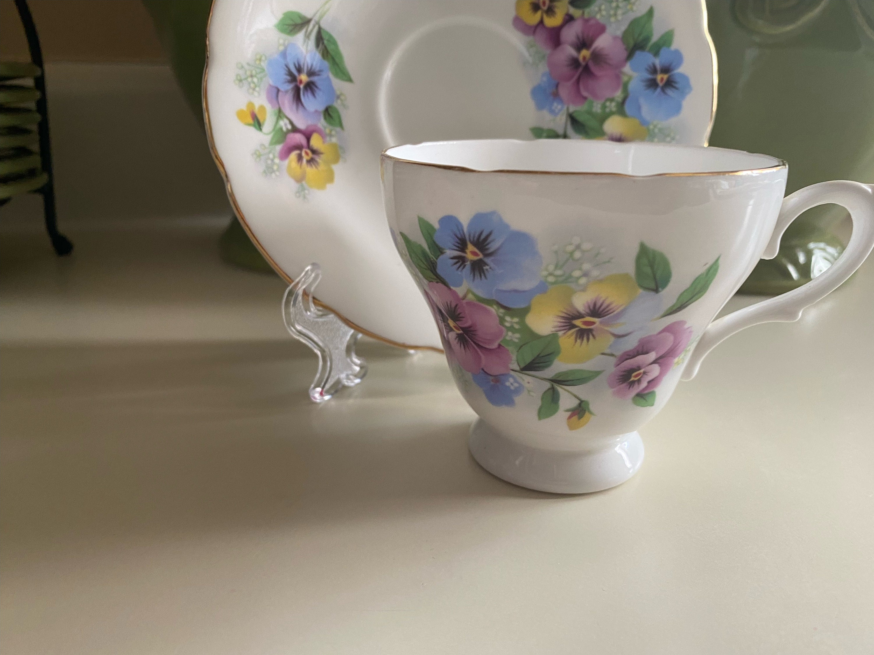Gold Rim Floral Vintage Regency Teacup and Saucer - Etsy