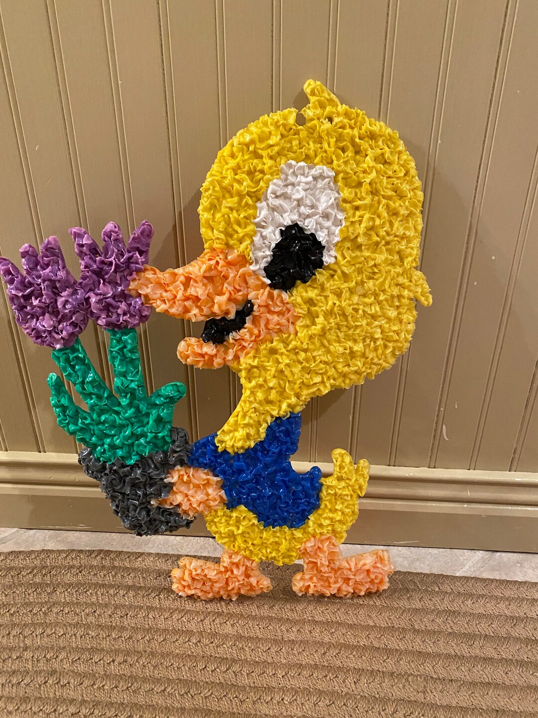Duck With Purple Flowers Vintage Popcorn Plastic Decoration - Etsy