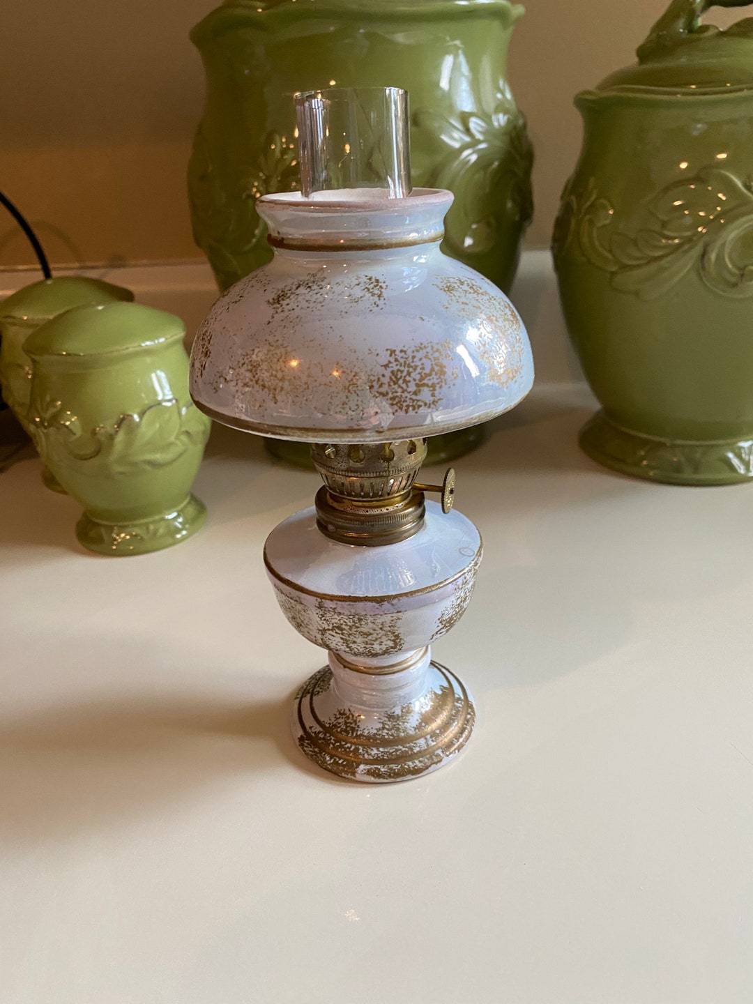 Miniature Vintage Oil Lantern - Gold and White - Etsy