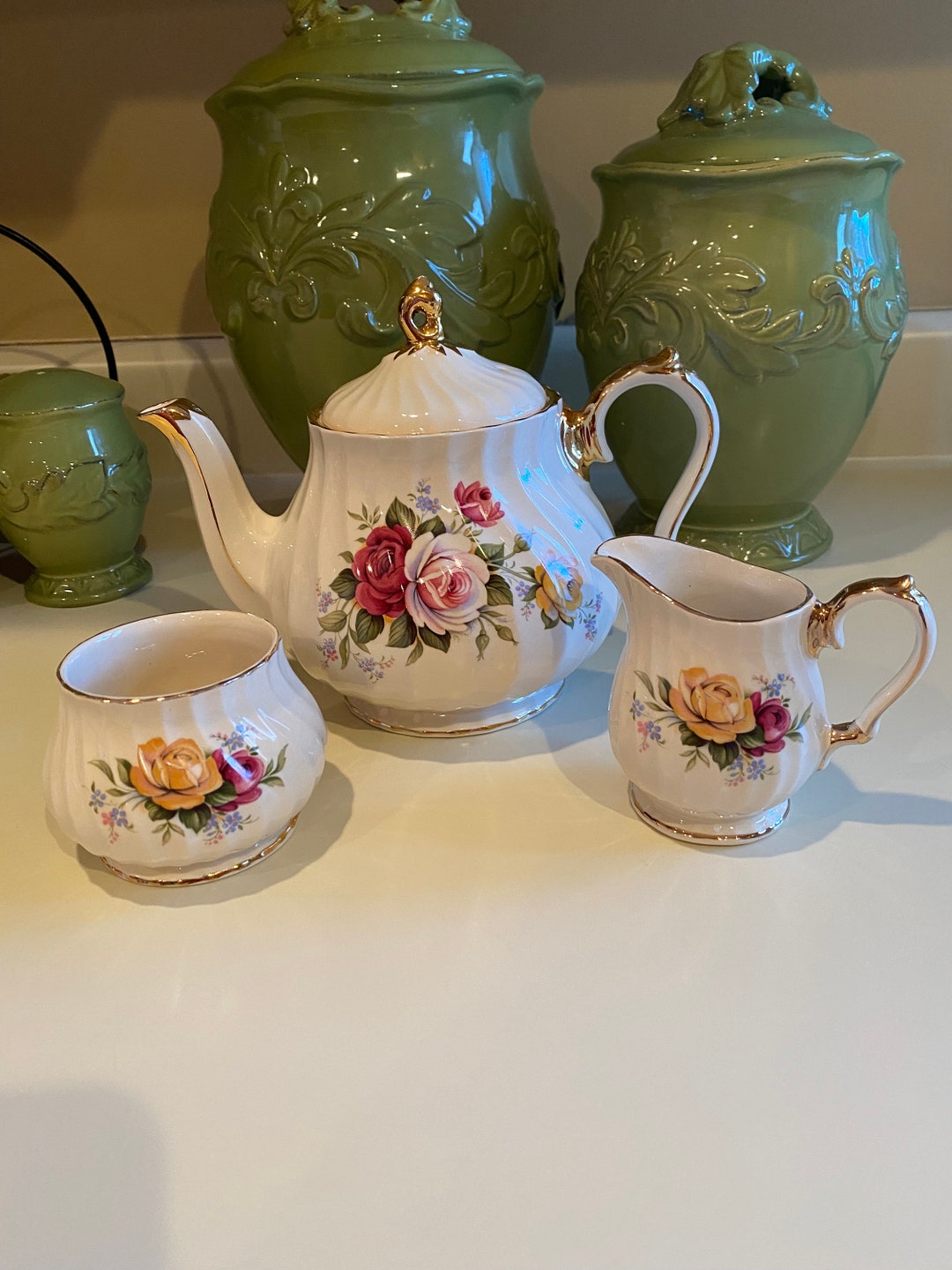Sadler England Swirl Vintage Tea Set- Floral With Gold Trim - Etsy