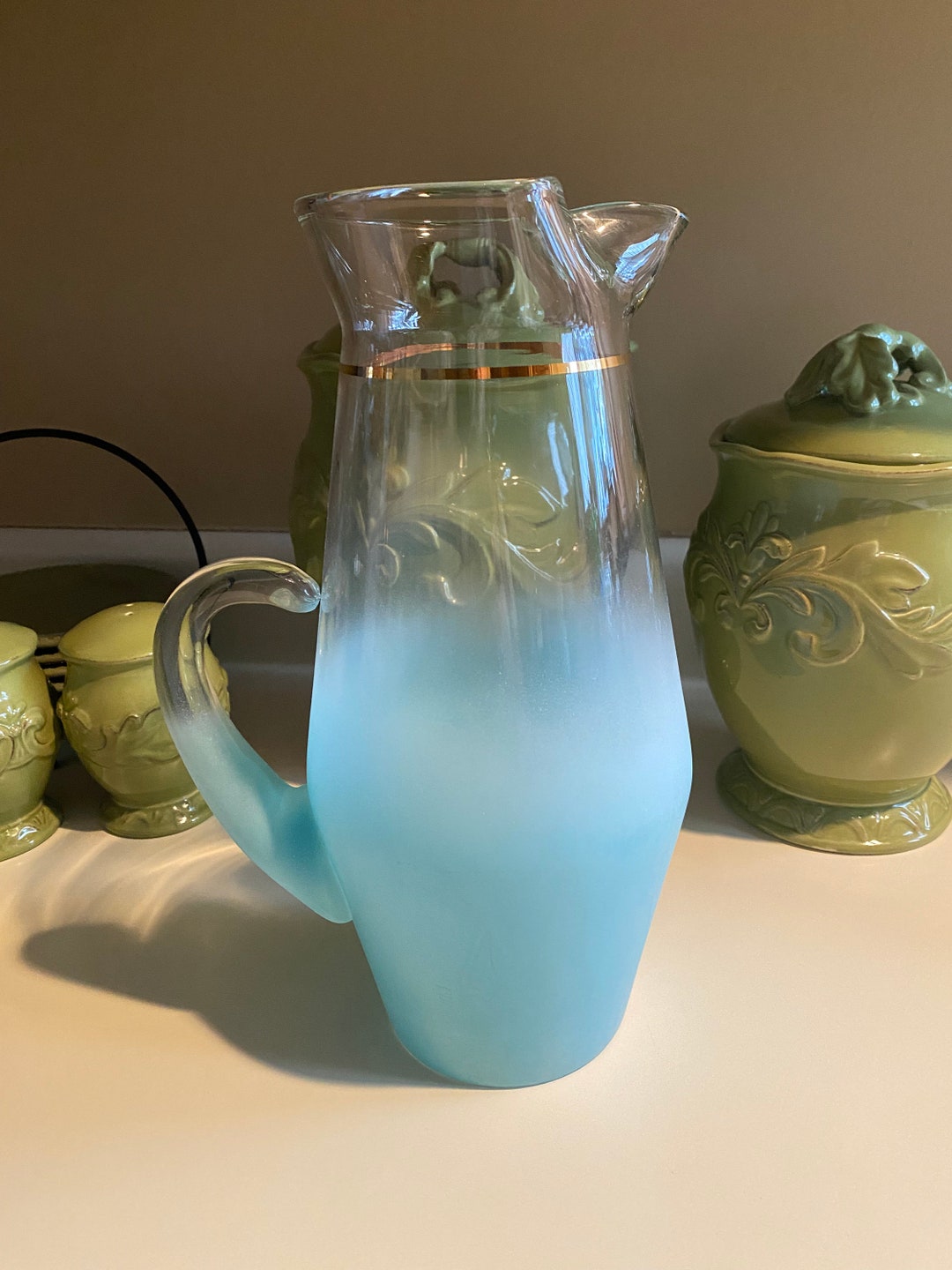 MCM Turquoise Blue Vintage Blendo Pitcher - Etsy