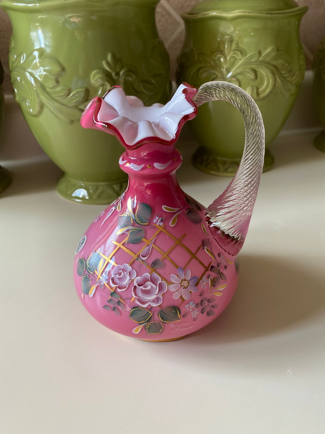 Fenton Wild Rose Connoisseur Collection Vase - 1997 - Etsy