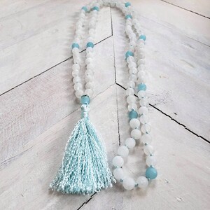 White and Blue Jade Mala - Etsy