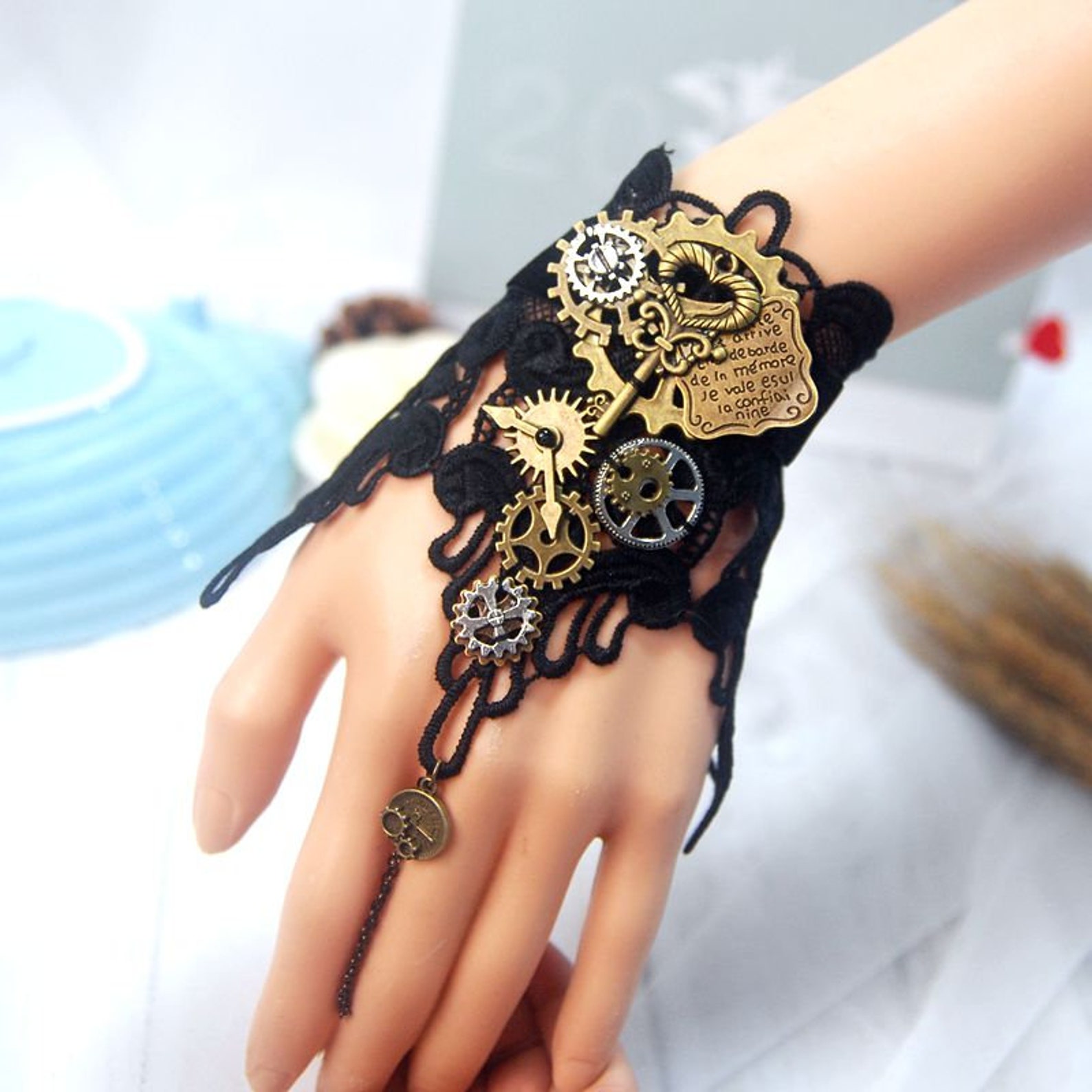 Handmade Black Gears Braceletsteampunk Wrist Cuffsretro | Etsy