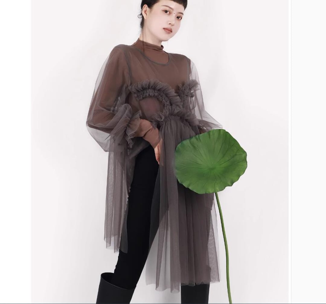 Mesh Tulle Dress,see Through Dress,sheer Dress, Long Sleeve Mesh Dress ...