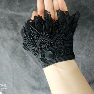 Black Lace Cuff Bracelet,black Bracelet,lace Wrist Cuff, Ruffled Lace ...