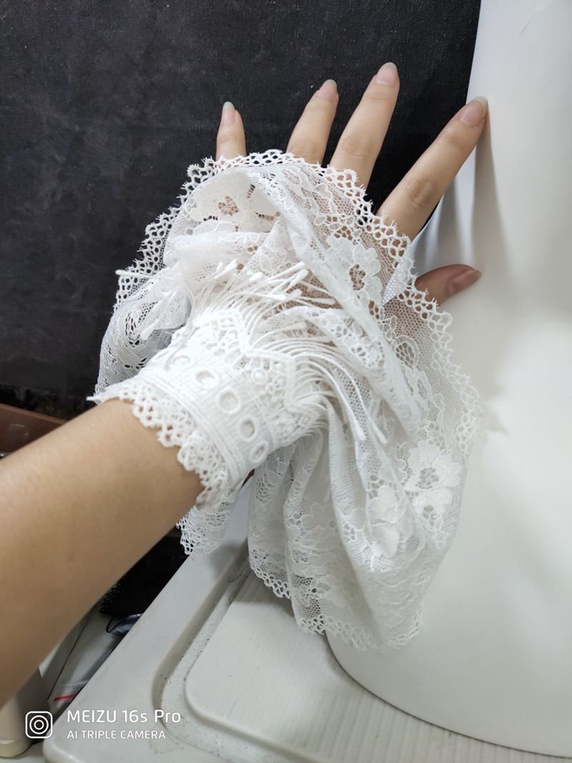 Long White Lace Cuffwhite Lace Braceletlace Wrist - Etsy