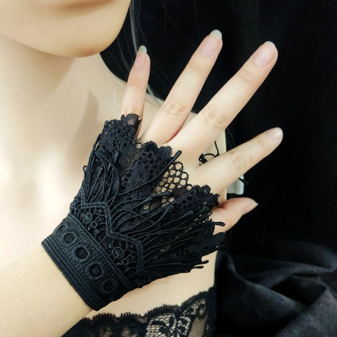 Black Lace Cuff Bracelet,black Bracelet,lace Wrist Cuff, Ruffled Lace ...