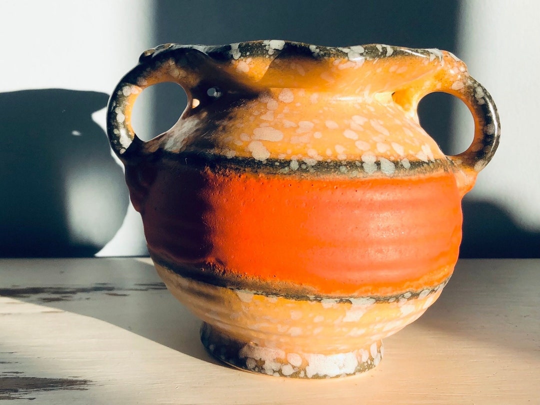 Art Deco 1930s Ditmar Urbach Pottery Jug Orange Vase Ceramic Vintage Gift Czech Czechoslovakia ...