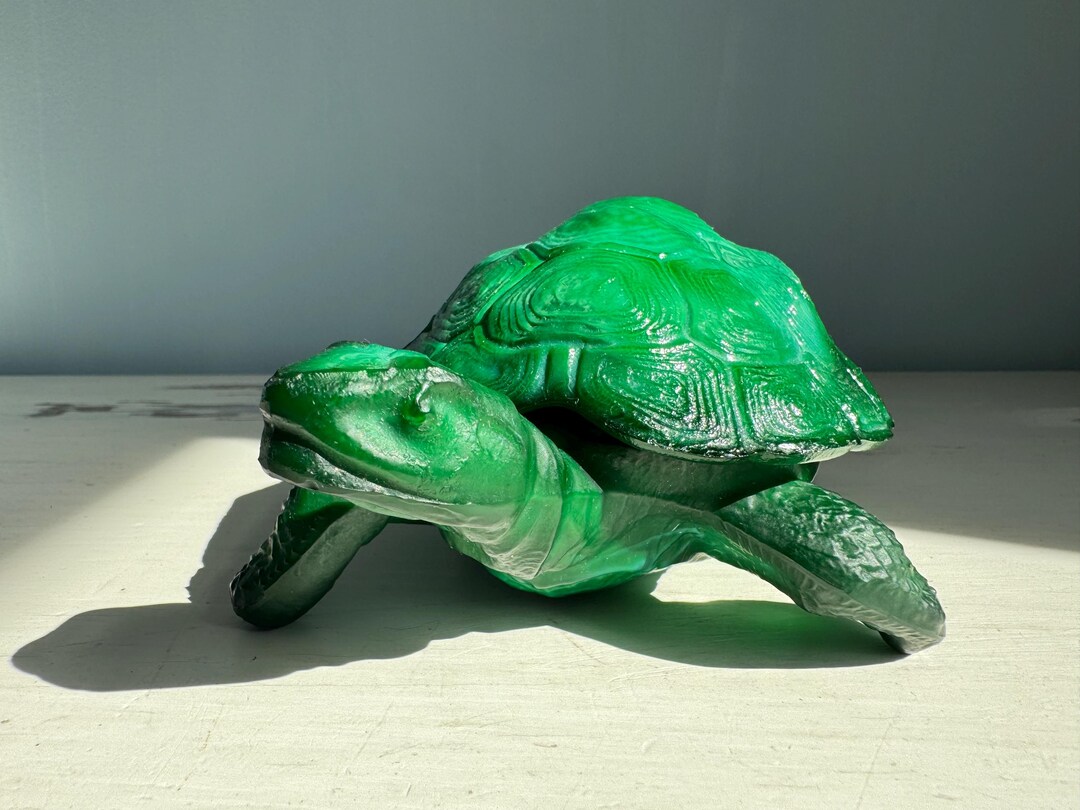 Malachite Glass Turtle Box Czech Republic Czechoslovakia Curt Schlevogt ...