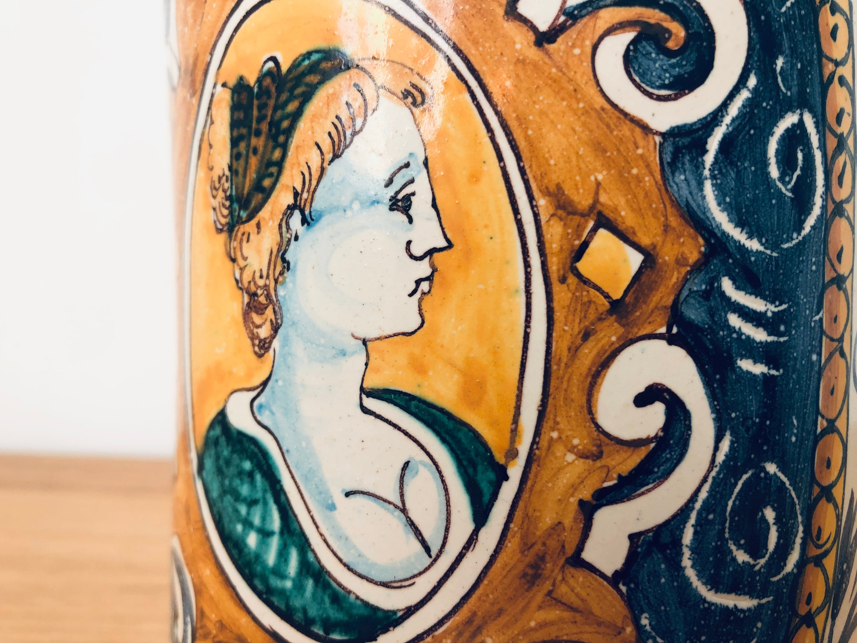 Vintage Italian Majolica Pottery Vase Ceramic Hand Painted Sicilian ...