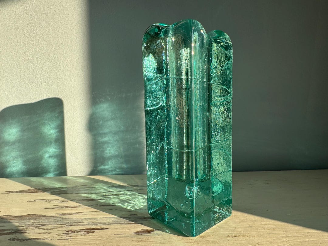 Bohemian Uranium Glass Glass Vase or Candlestick Vaclav Hanus Desna ...