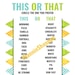 This or That Game Party Game Kid's Party Game - Etsy