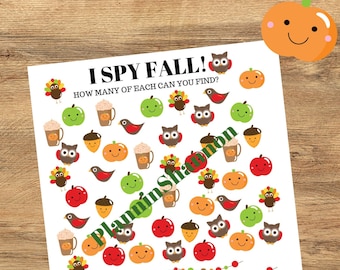 Fall Counting Seek and Find Coloring Page Printable, Harvest I Spy Math ...