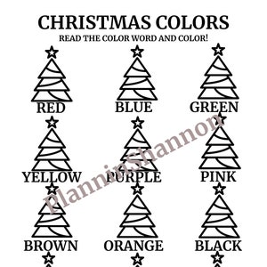 Color Words Color Sheet Christmas Coloring Kids Color Page Printable - Etsy