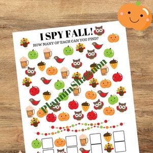I Spy Fall Counting Sheet Fall Printable Math Counting - Etsy