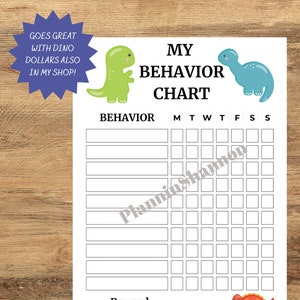 Dinosaur Behavior Chart for Kids, Homeschool Printable (PDF) - Etsy