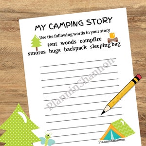 Writing Story Practice for Kids Camping Story Printable - Etsy