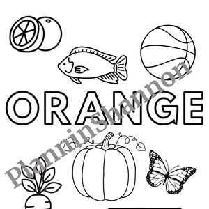 Coloring Page Orange Color Words Sheet Kids Art Printable - Etsy