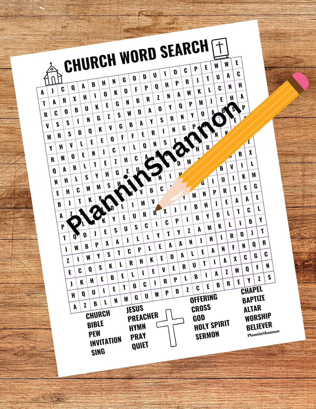 Church Word Search Puzzle for Kids Christian Word Find Sheet - Etsy