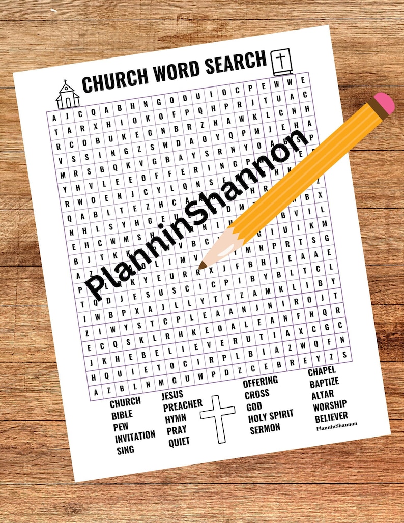 Church Word Search Puzzle for Kids Christian Word Find Sheet - Etsy