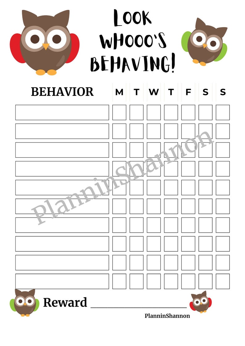 Behavior Chart Kids Chore Chart Nature Inspired Homeschool or Classroom ...