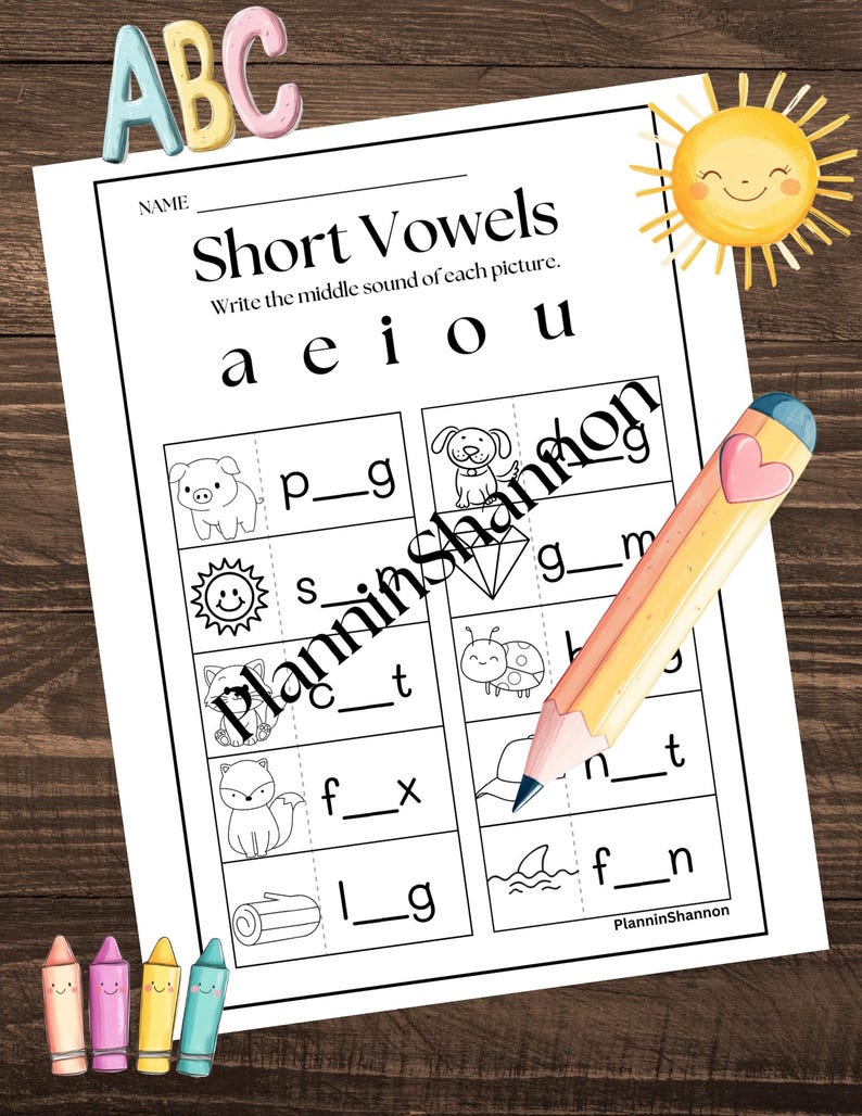 Short Vowel Worksheet Phonics Worksheet - Etsy