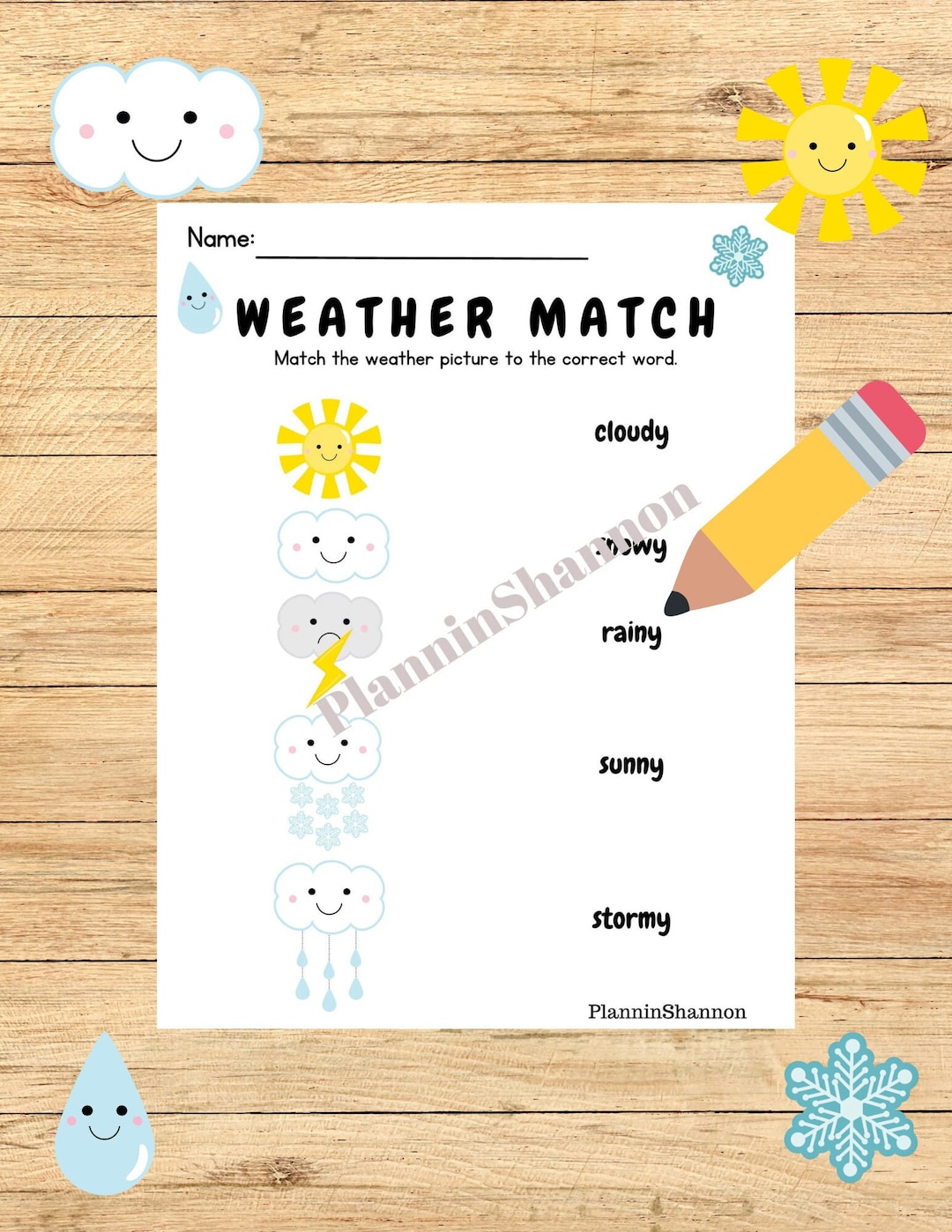 Matching Worksheet Weather Matching Science Worksheet - Etsy