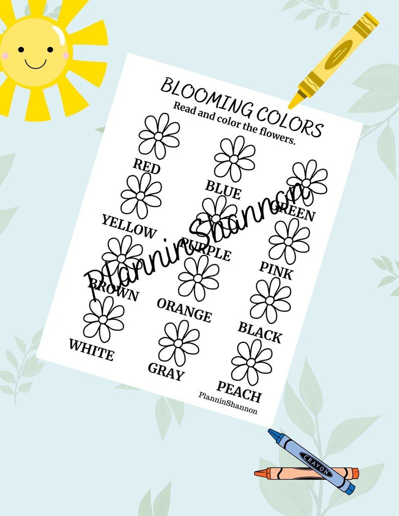 Color Words Coloring Page Colors Spring Coloring - Etsy
