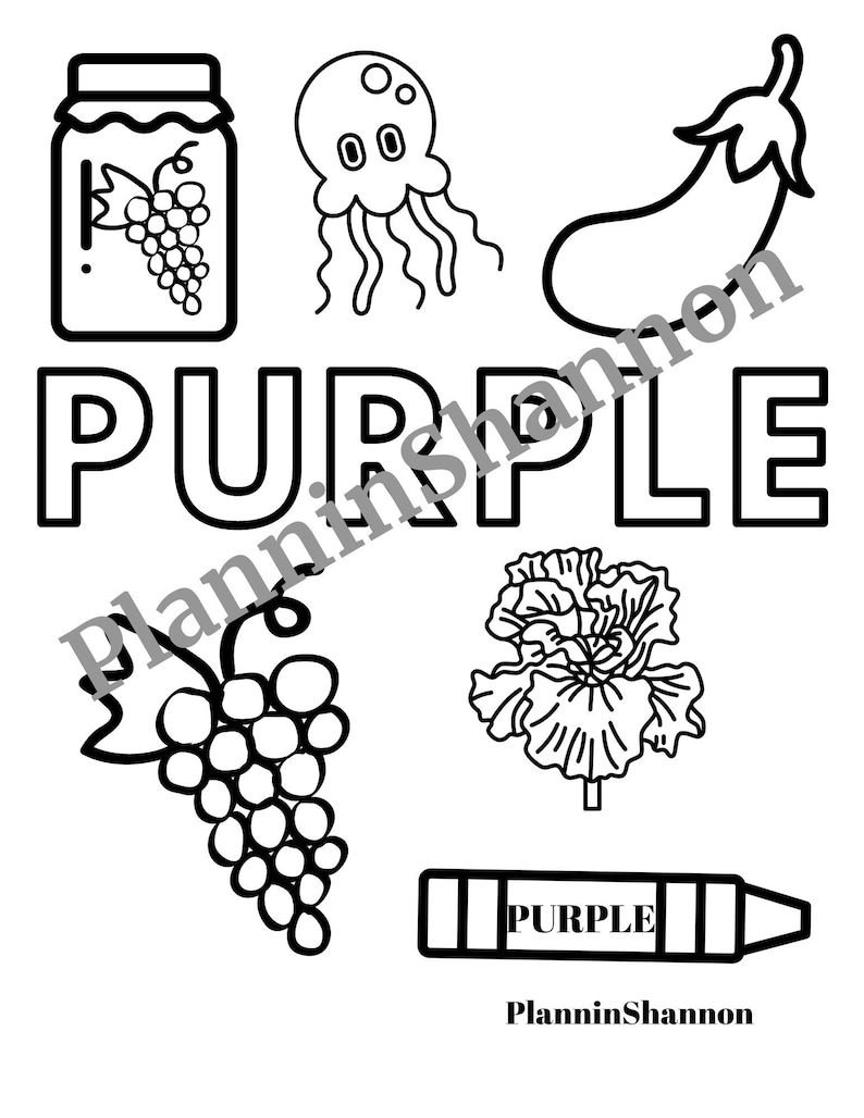 Coloring Sheet Purple Color Page for Kids Color Word Printable - Etsy