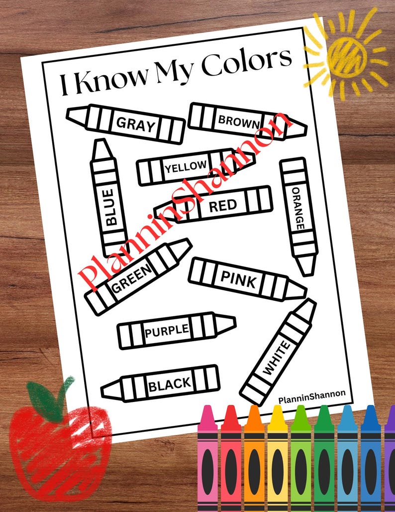 Color Words Color Sheet for Kids - Etsy