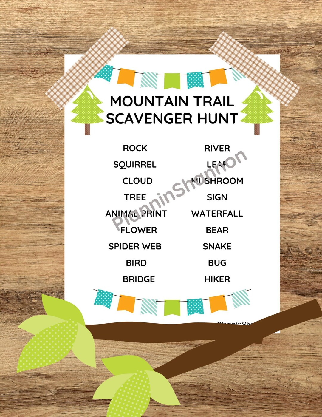 Scavenger Hunt Mountain Trail Party Printable Game Nature Birthday - Etsy