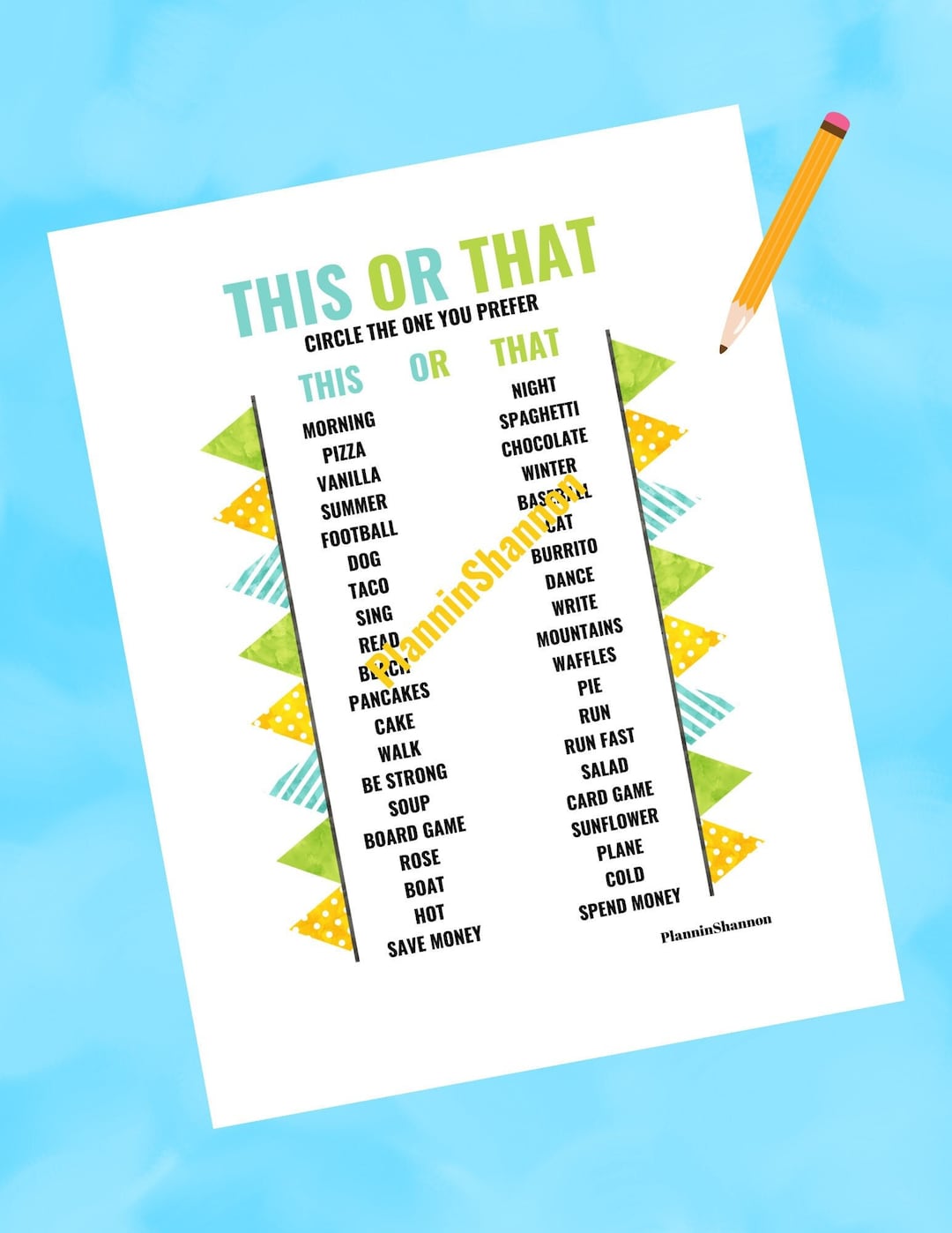 This or That Game Party Game Kid's Party Game - Etsy
