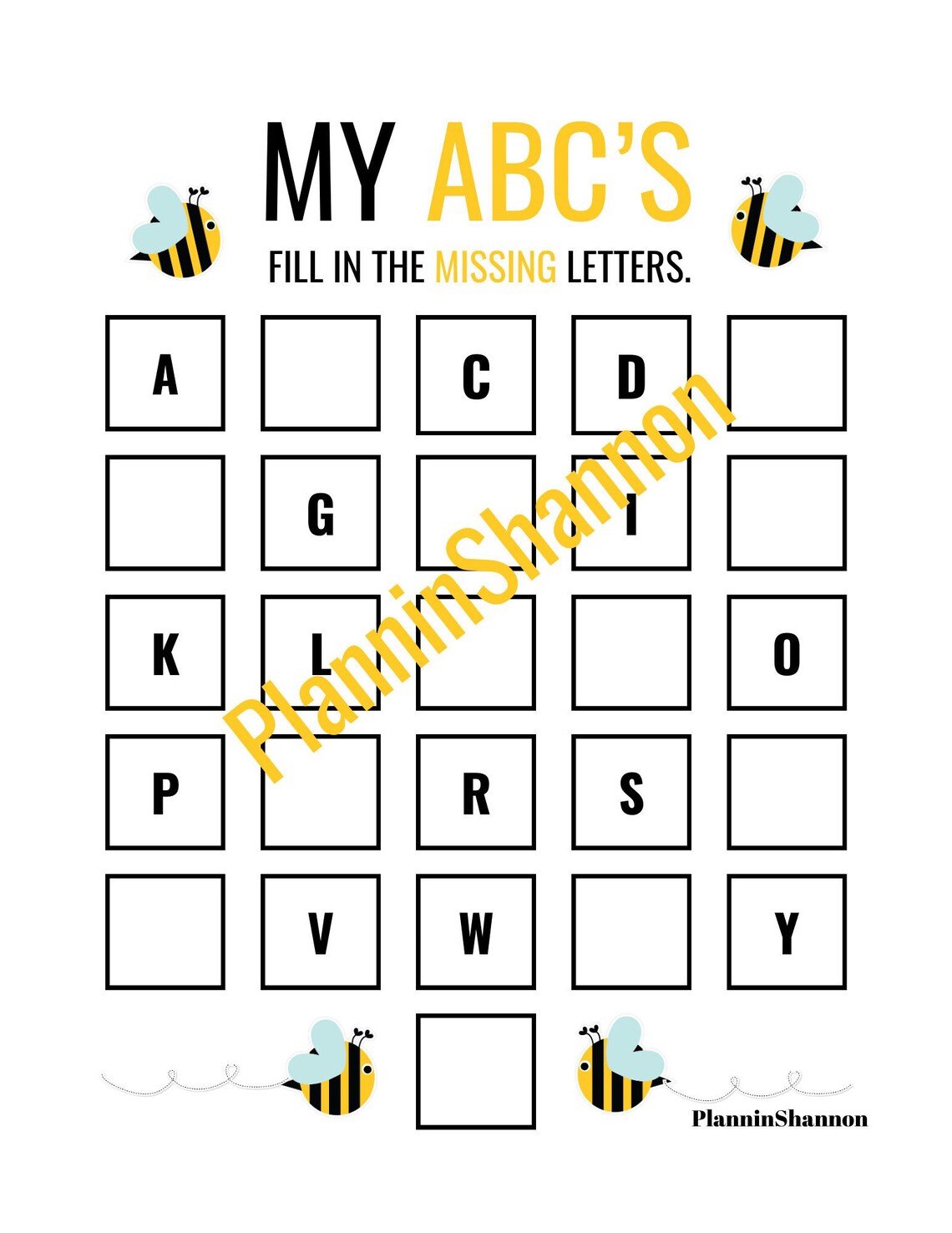Alphabet Missing Letter Worksheet Fill in Missing Letter Abc's ...