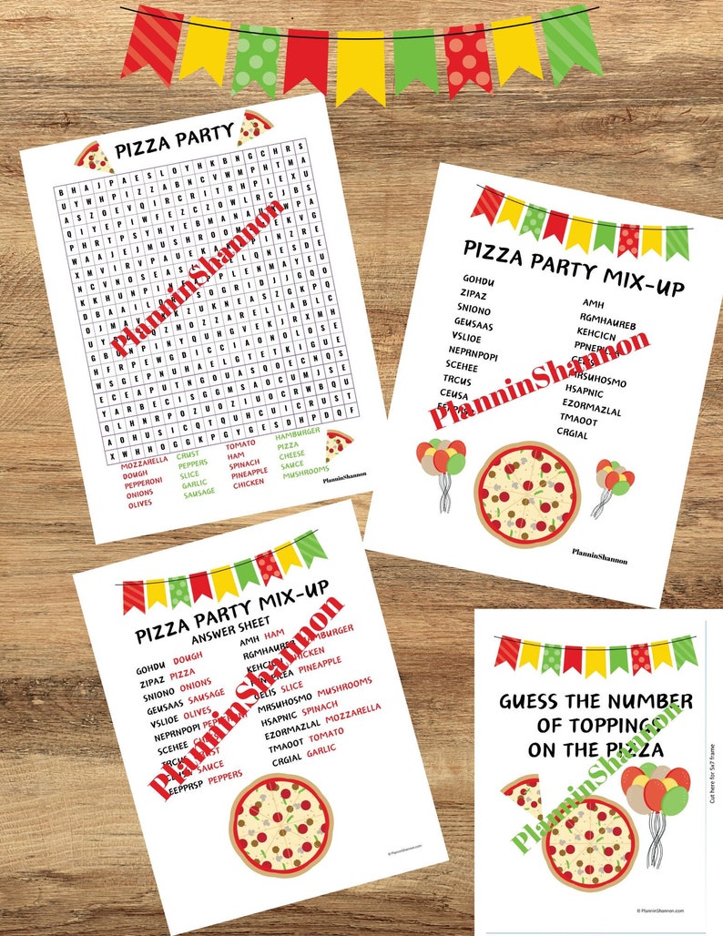 Word Search, Unscramble, and Guess the Number of Toppings on the Pizza ...