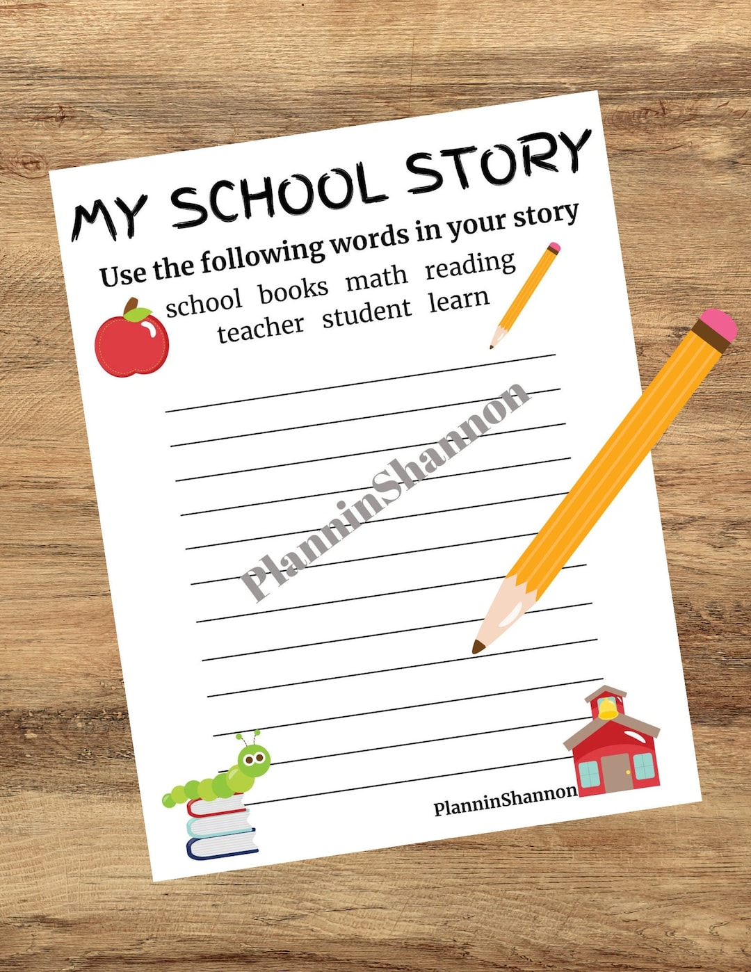 School Story Writing Worksheet: First Day Printable (PDF) - Etsy