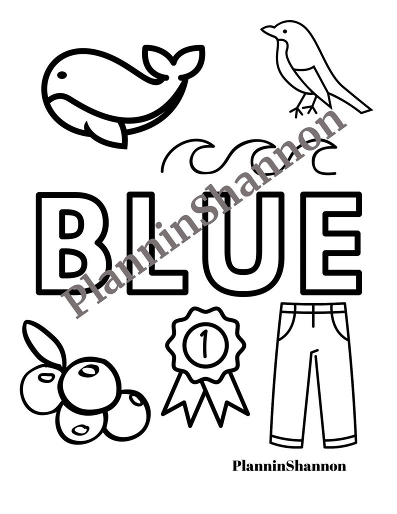 Coloring Page Kids Blue Color Sheet Color Words Printable Preschool ...