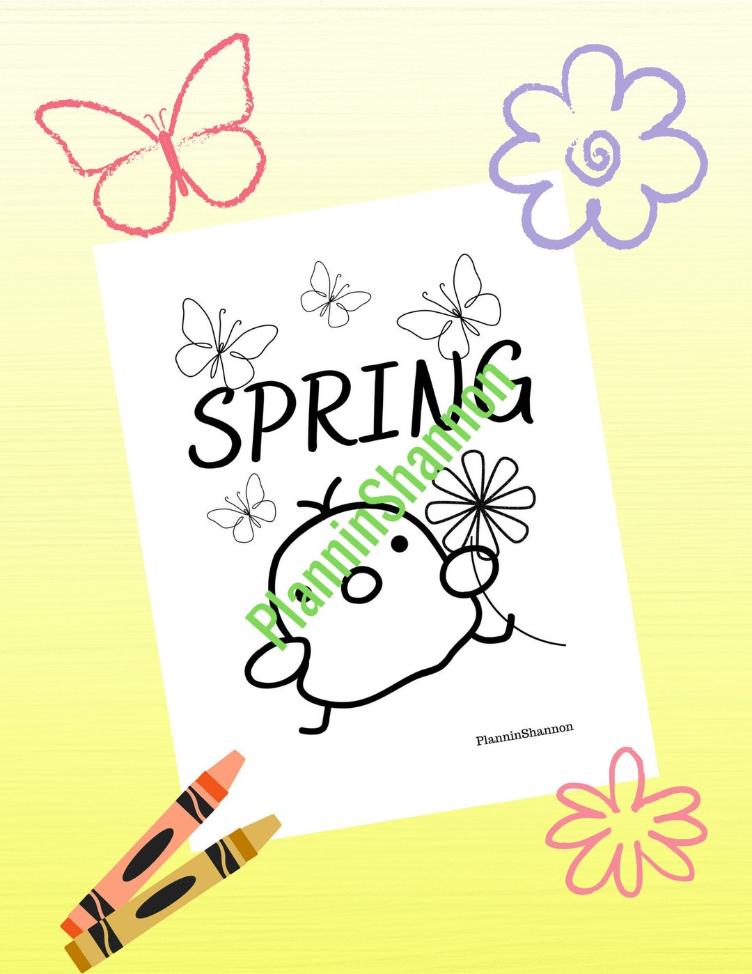 Coloring Page Spring Kids Color Sheet Easter Coloring - Etsy