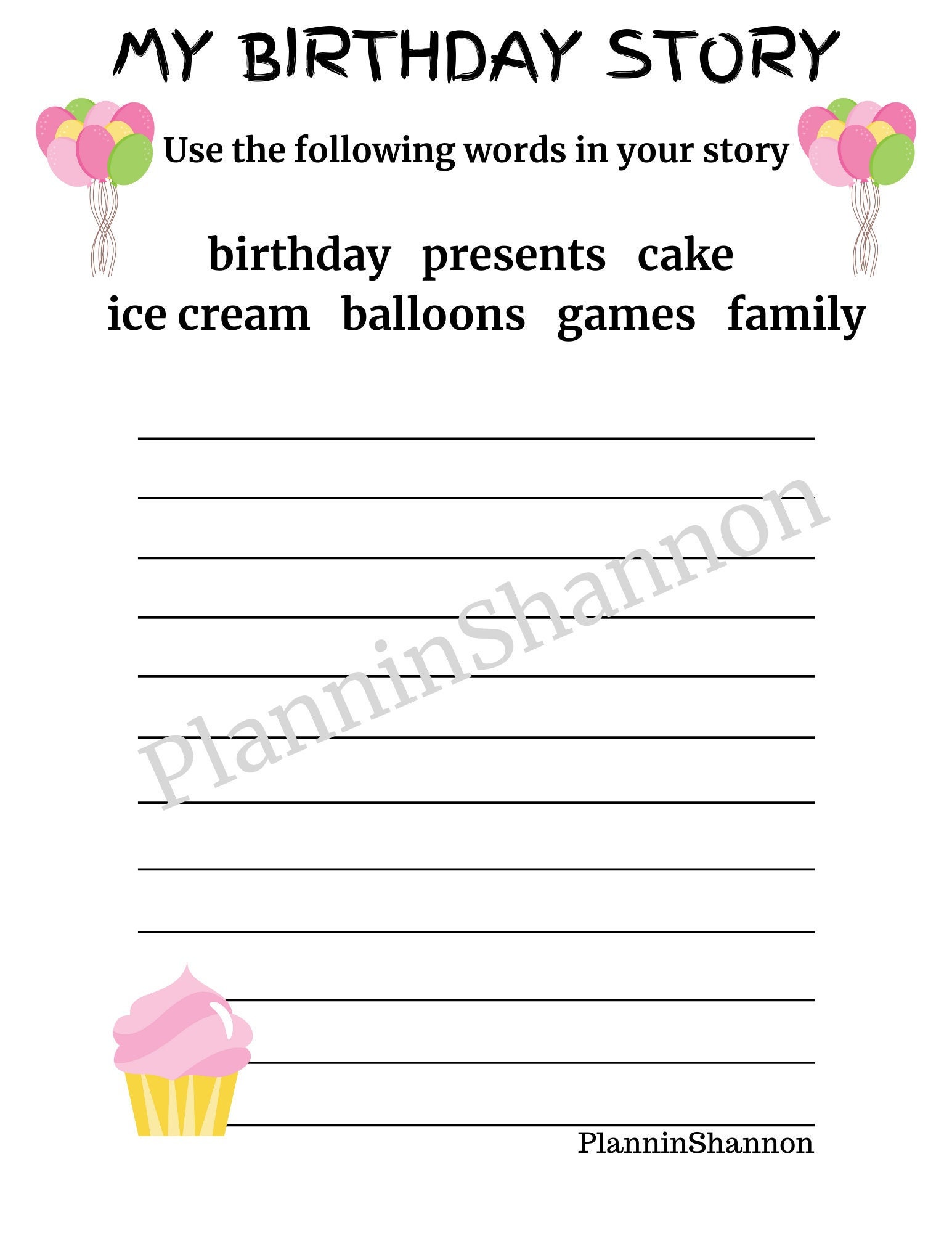 Story Writing Practice Birthday Writing Prompts Holiday Writing Centers ...