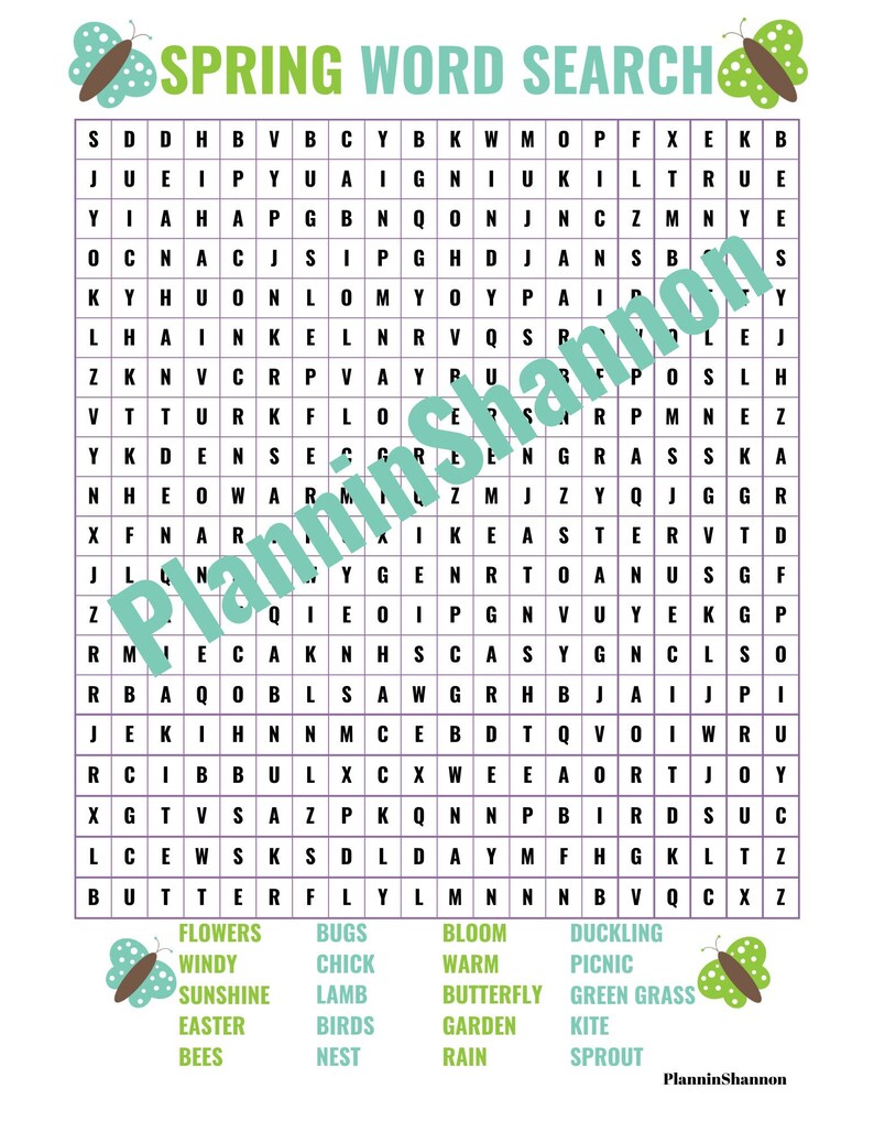 Word Search Puzzle for Kids Word Find Spring Puzzle Printable - Etsy
