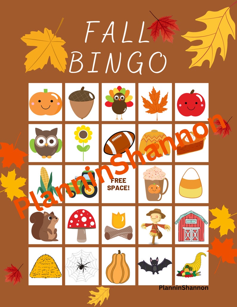 Fall Bingo Game Kids Bingo Game Printable - Etsy