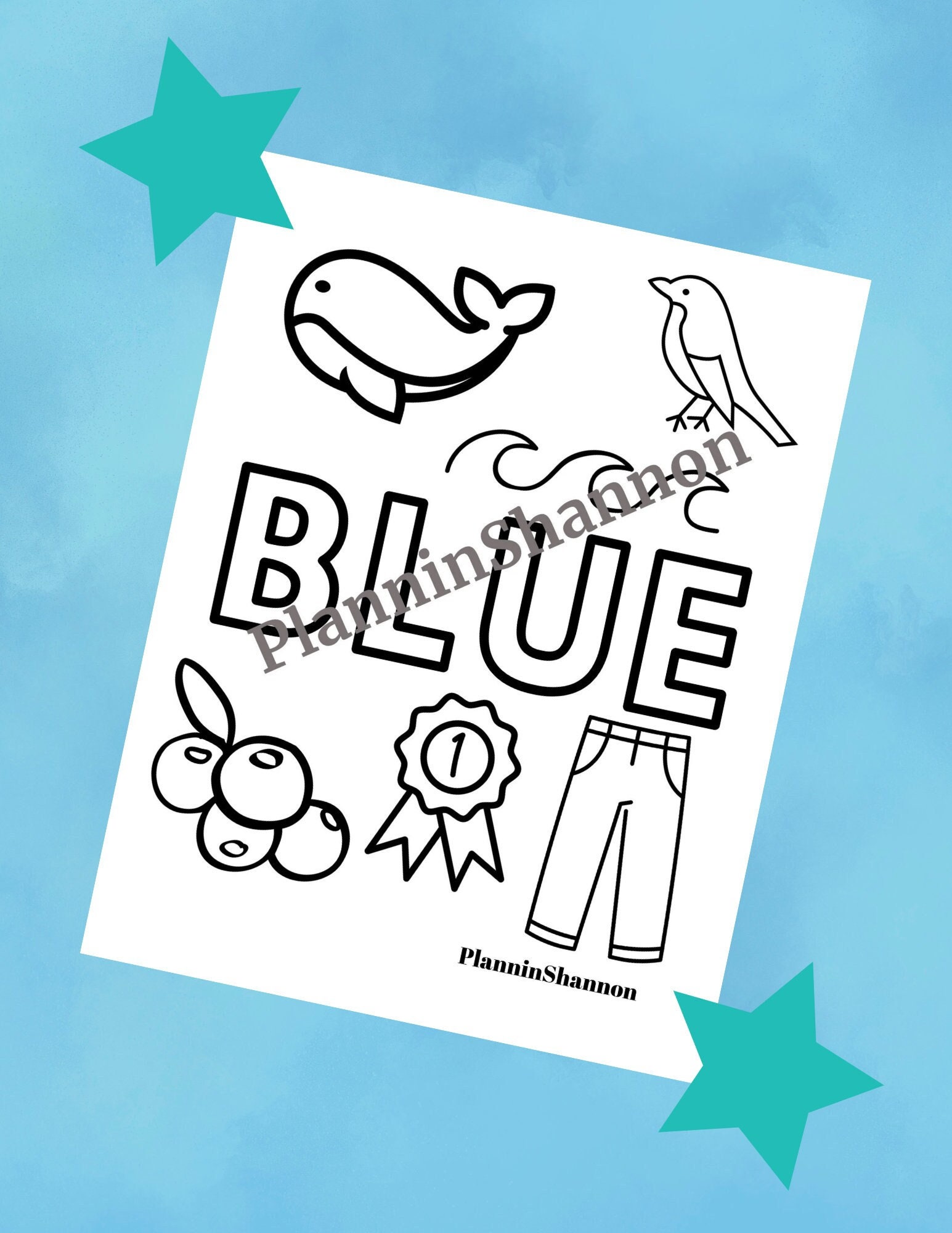 Coloring Page Kids Blue Color Sheet Color Words Printable Preschool ...