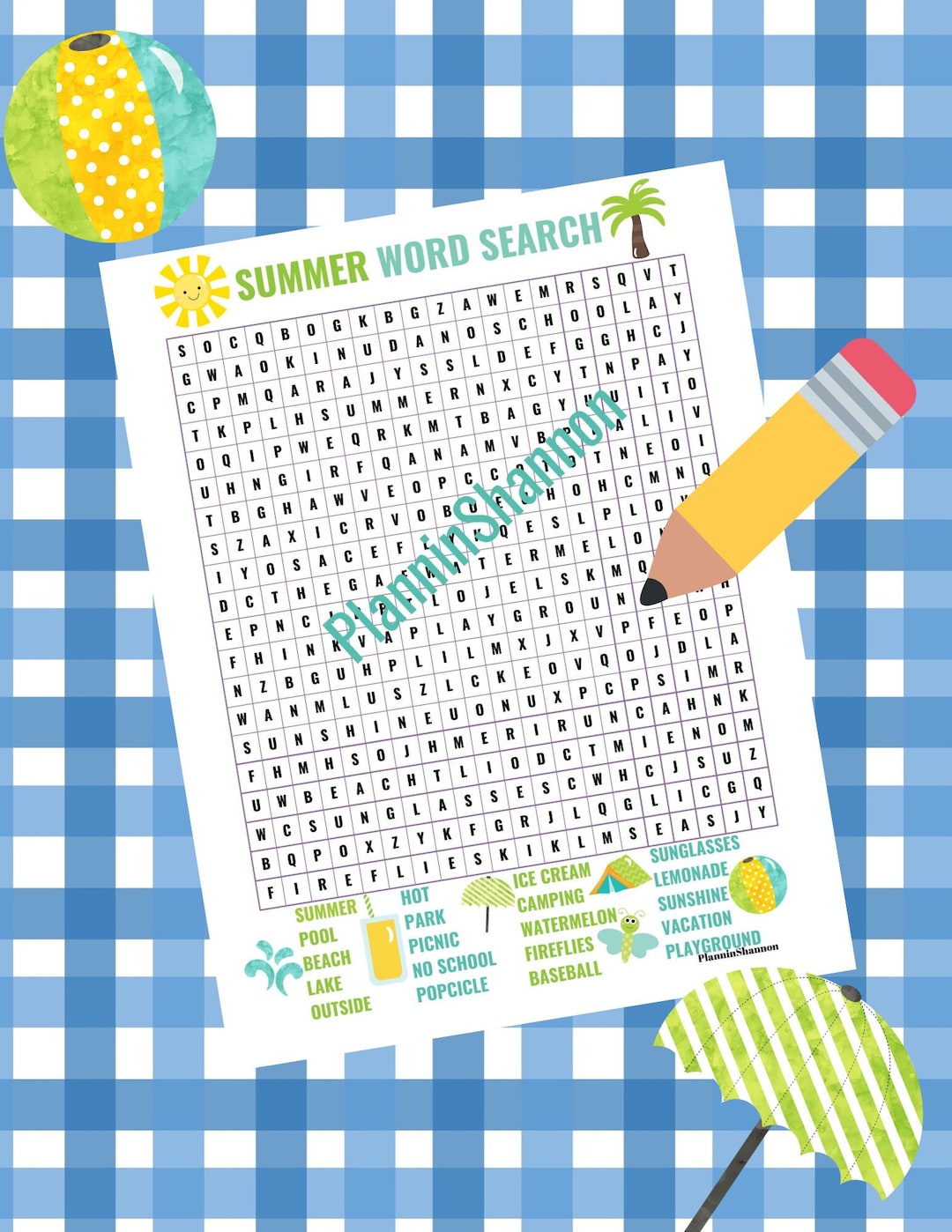 Word Search Puzzle Summer Word Find Summer Kids Printable - Etsy