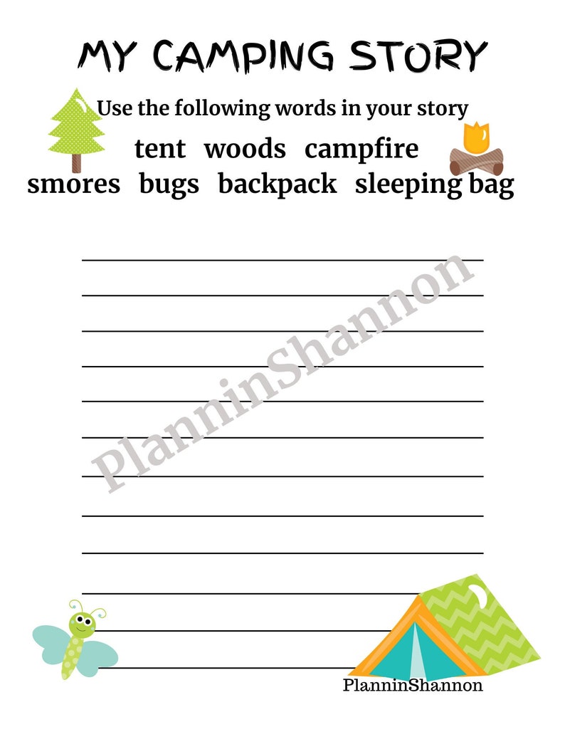 Writing Story Practice for Kids Camping Story Printable - Etsy