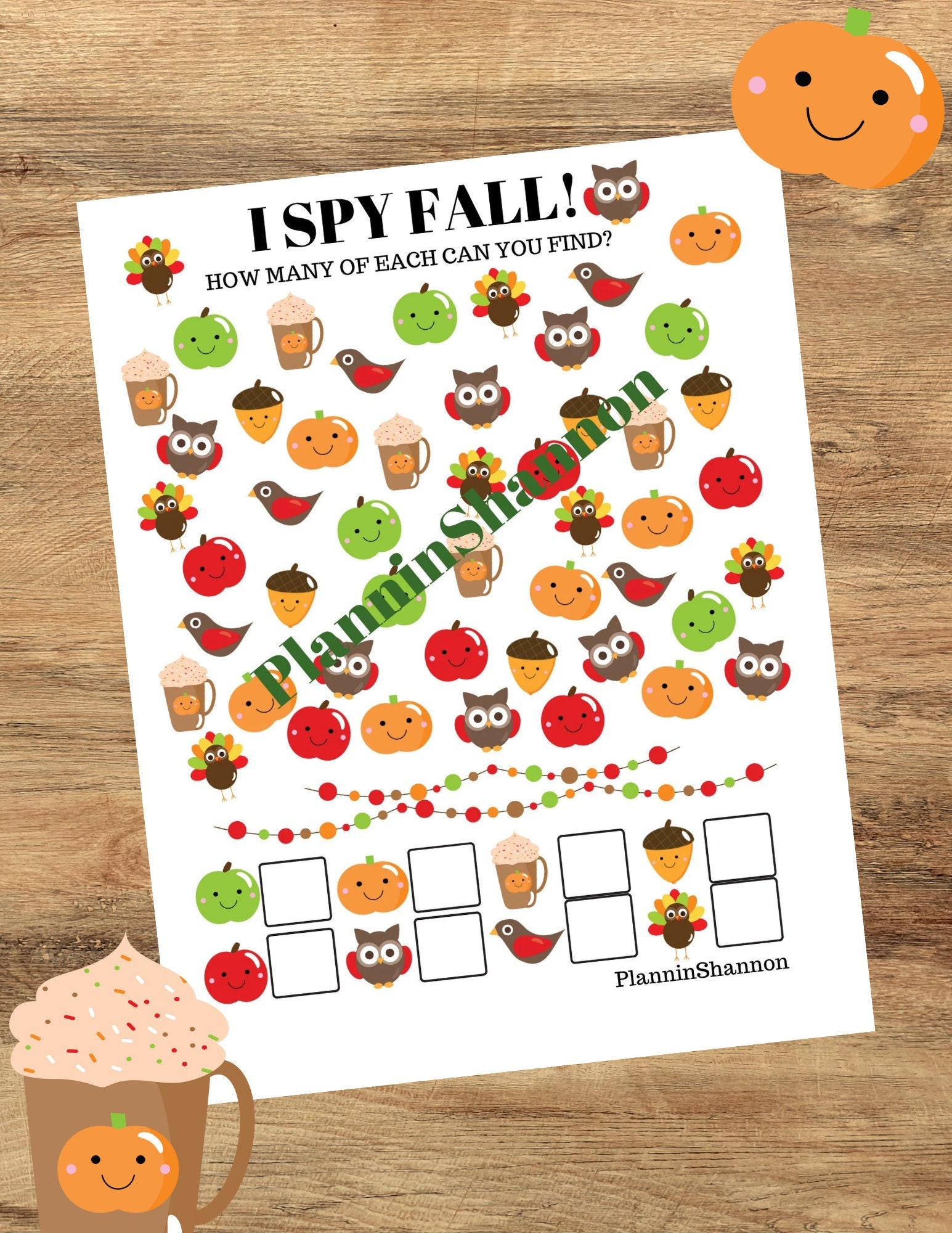 I Spy Fall Counting Sheet Fall Printable Math Counting - Etsy
