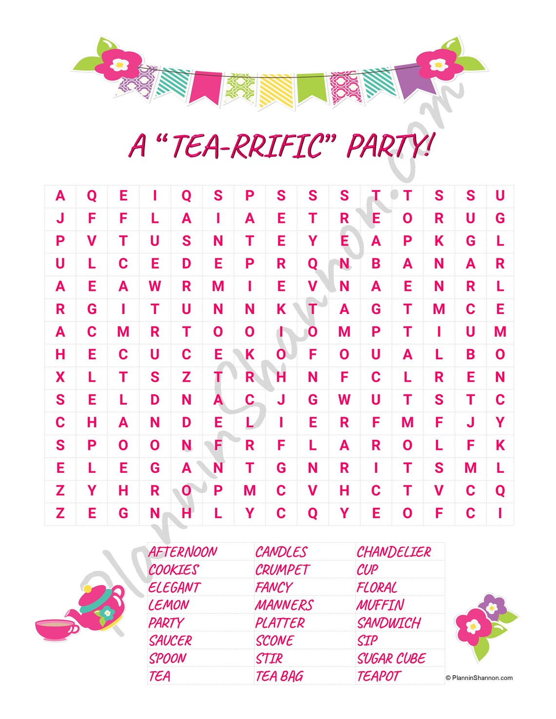 Kids Tea Party Bundle Game Pack "the Tea Set": Word Search, Mix-up, and ...