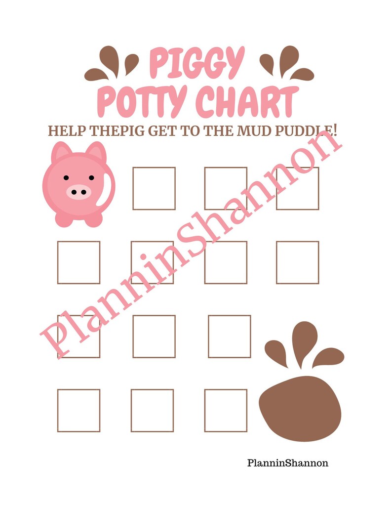 Potty Chart for Toddlers Piggy Potty Chart Potty Training Chart ...