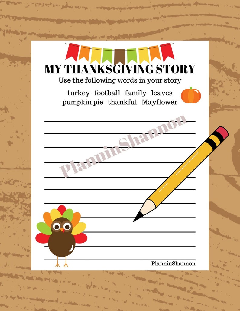 Writing Sheet Thanksgiving Kids Writing Story Writing Center Holiday ...