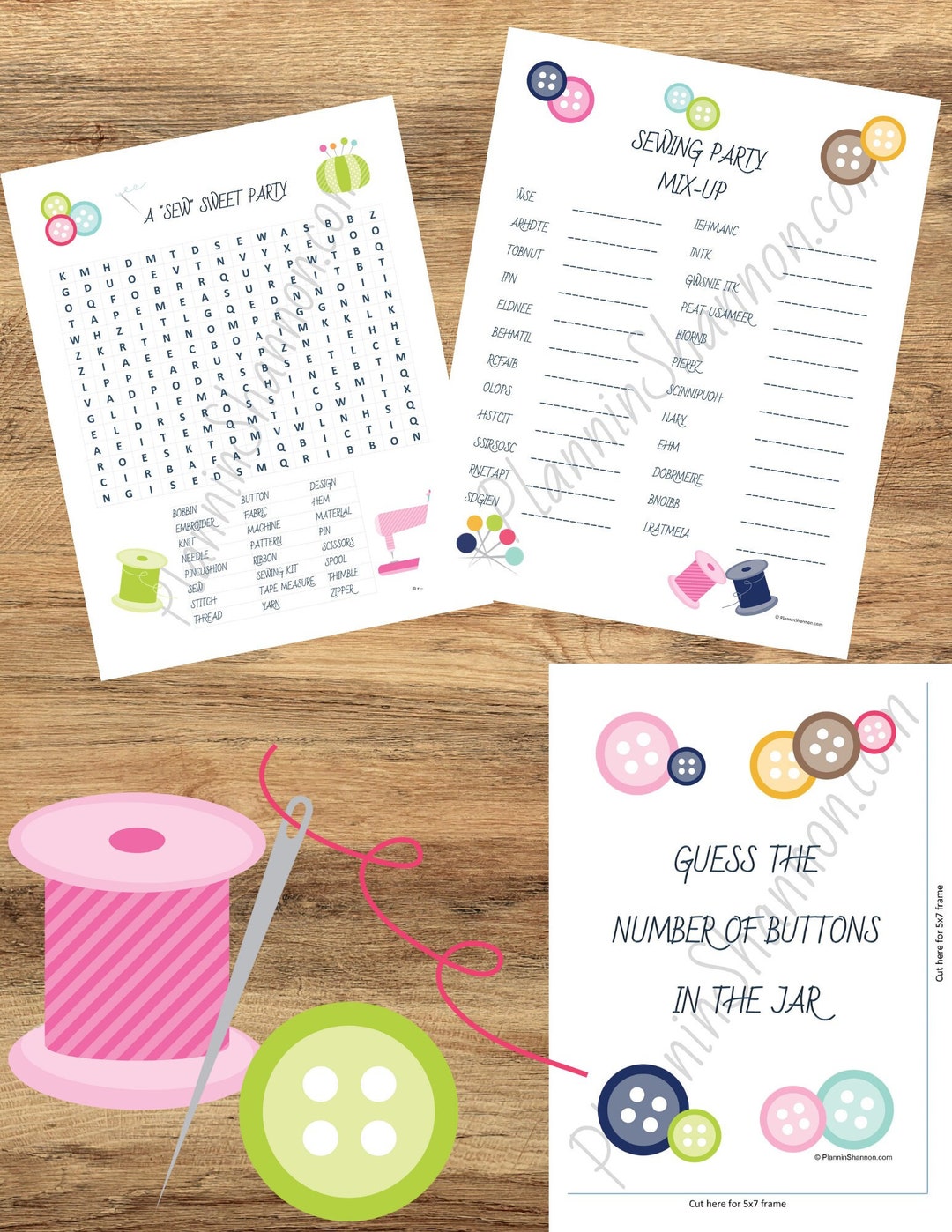Kids Sewing Party Bundle Game Pack "the Sewing Basket": Word Search ...